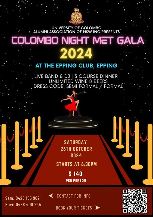 COLOMBO NIGHT MET GALA – 26 OCT, 2024 | University of Colombo Alumni ...